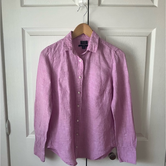 J. Crew | Tops | J Crew Baird Mcnutt Irish Linen Pinkpurple Long Sleeve ...